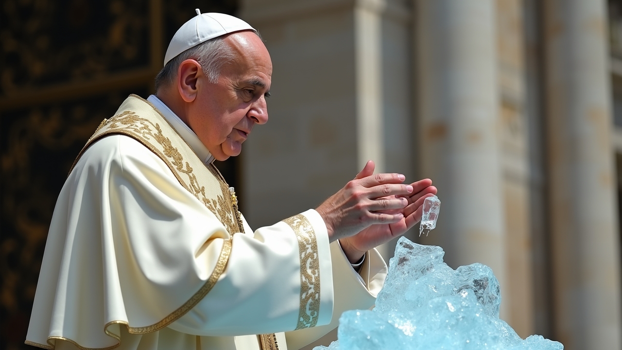 Woke Pope Leo XIV Blesses Ice Block Amidst Pagan-Style Climate Rituals