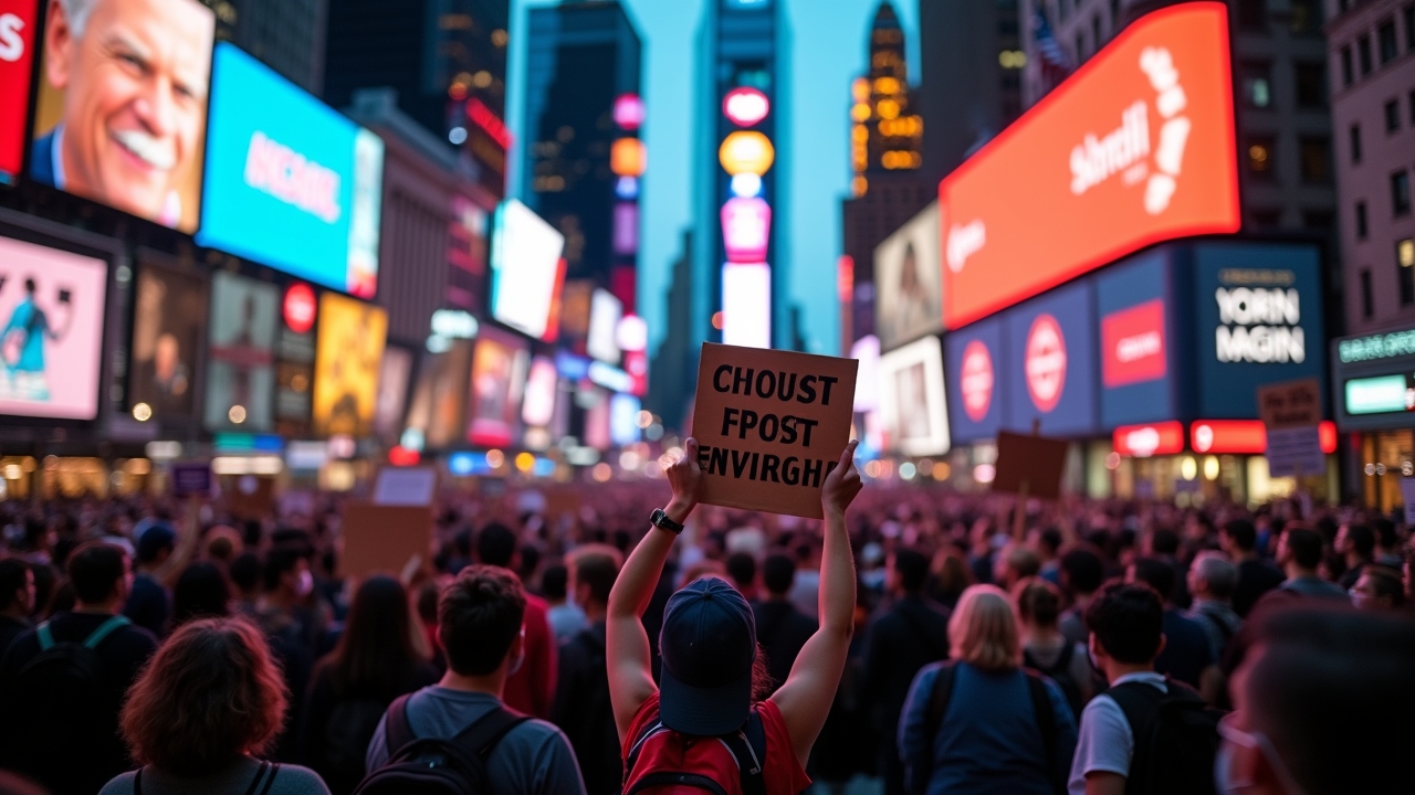 Massive Times Square Protest Against Trump Claims Democracy Is ‘At Stake’