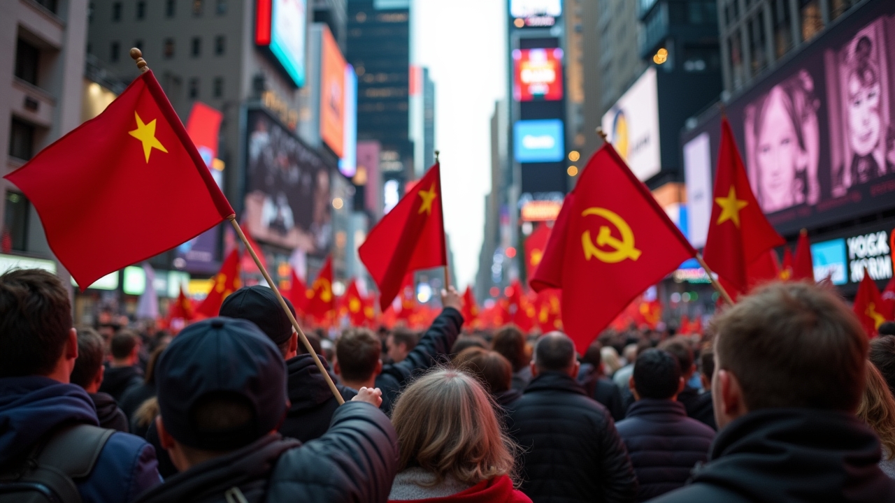 COMMUNIST PROTESTERS OVERTAKE TIMES SQUARE, DEMAND RELEASE OF MADURO